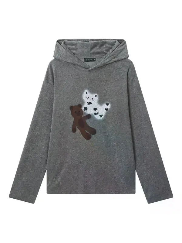 TOUT A COUP Graphic-print Slouchy Hoodie - Grey