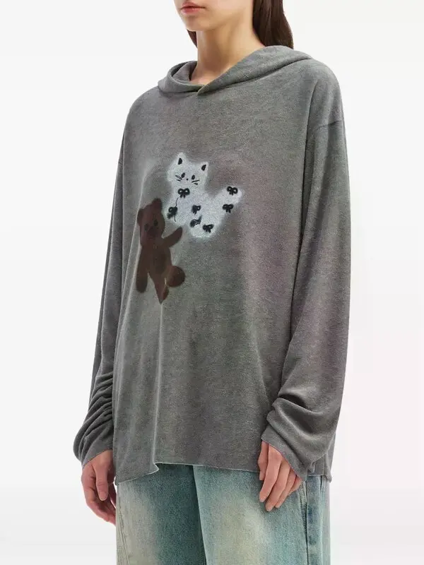 TOUT A COUP Graphic-print Slouchy Hoodie - Grey