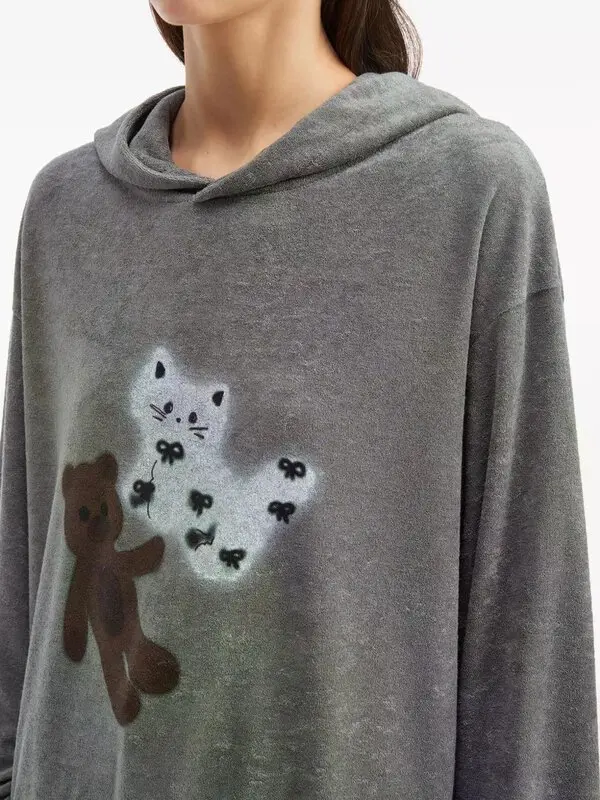 TOUT A COUP Graphic-print Slouchy Hoodie - Grey