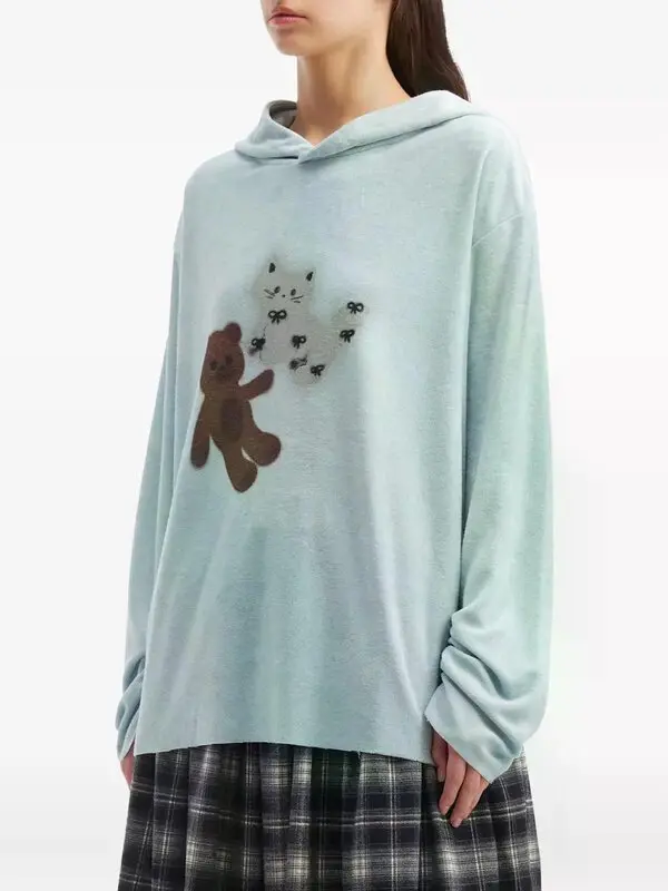 TOUT A COUP Graphic-print Hoodie - Blue