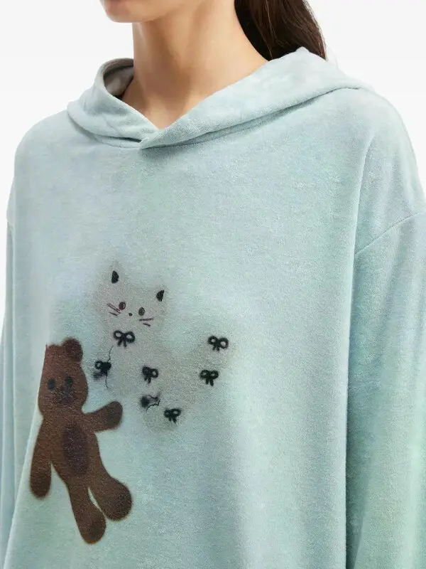 TOUT A COUP Graphic-print Hoodie - Blue