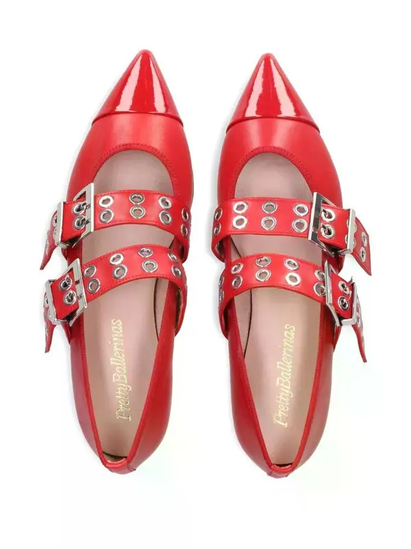 Pretty Ballerinas Buckle Ballet Flats - Red