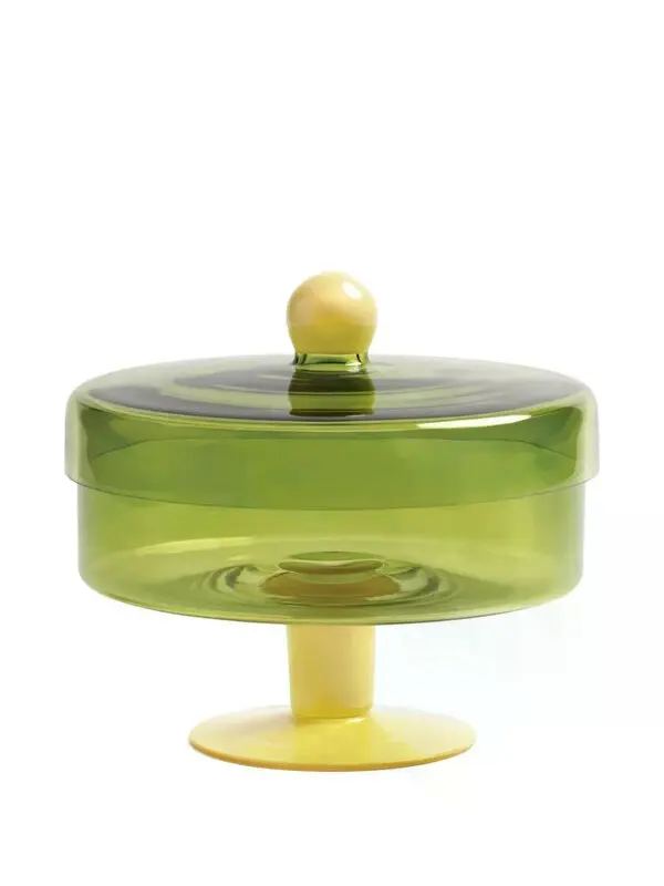 &K AMSTERDAM Duo Pedestal Jar - Green