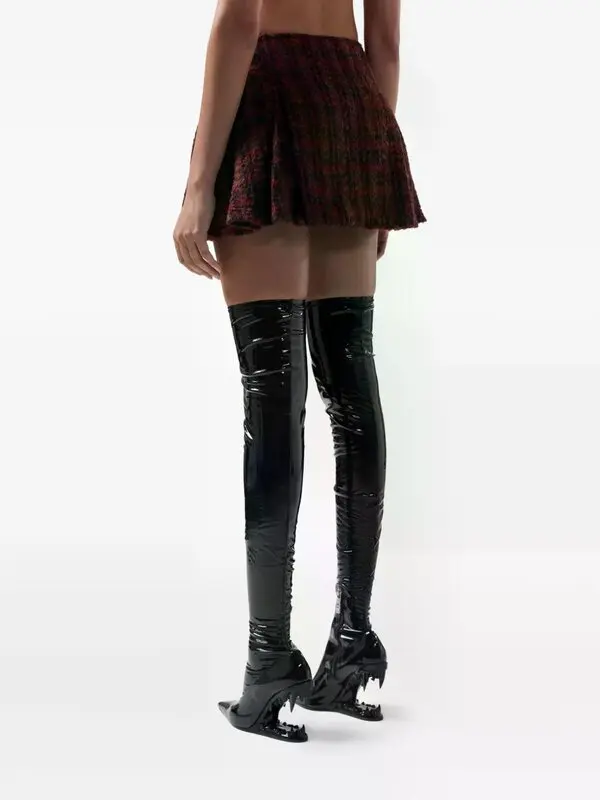 Gcds Checked Pleated Skirt With Buckle Detail
