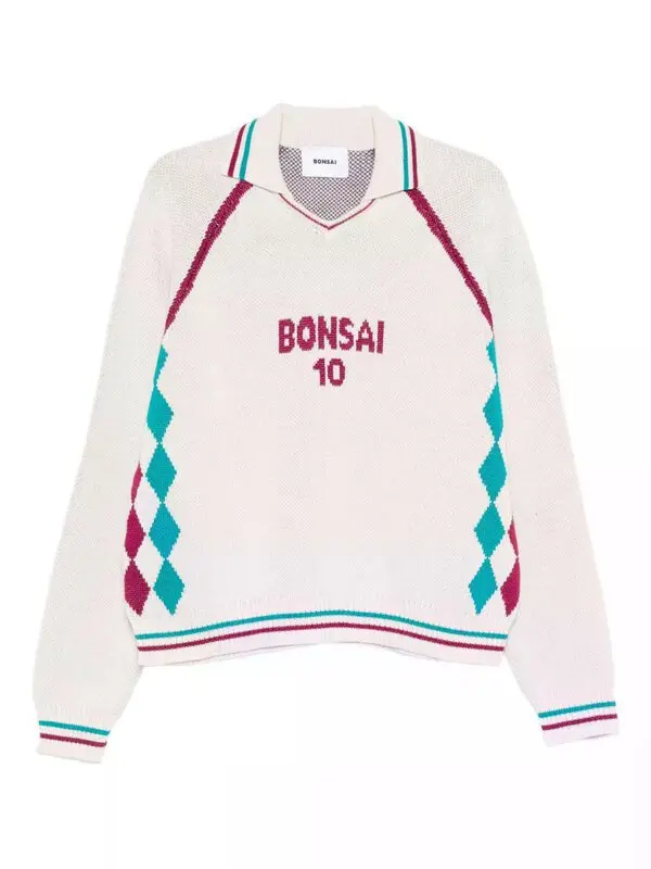 BONSAI Diamond-pattern Polo Jumper