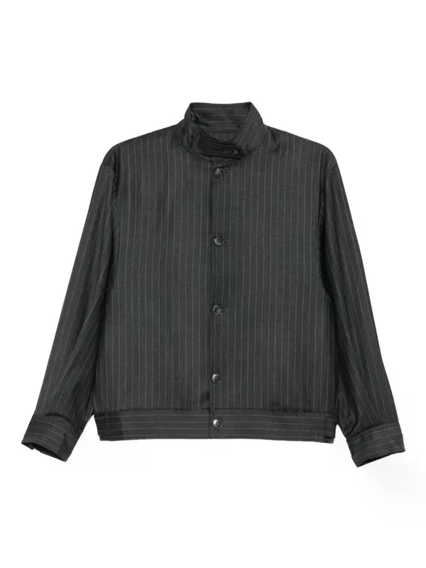 AYA MUSE Pinstriped Bomber Jacket