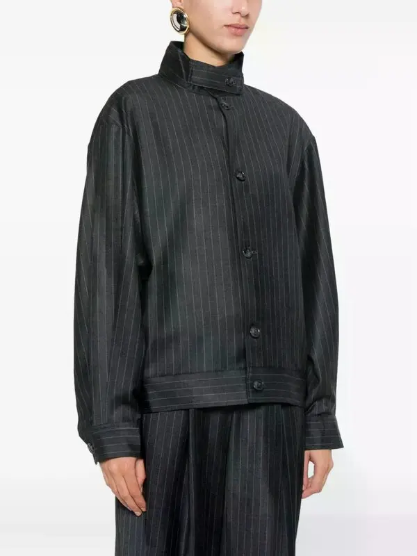 AYA MUSE Pinstriped Bomber Jacket