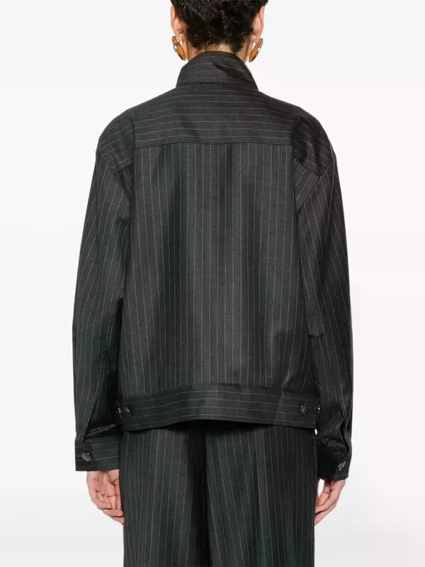 AYA MUSE Pinstriped Bomber Jacket