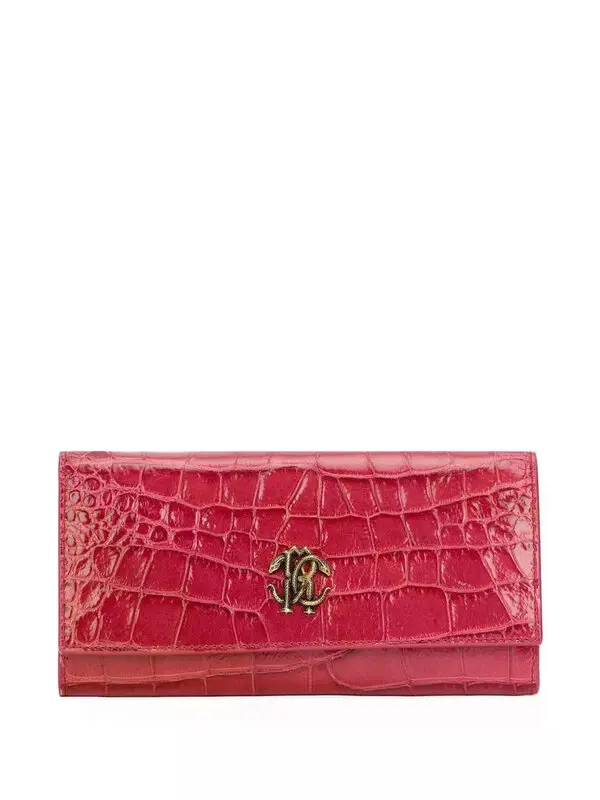 Roberto Cavalli Crocodile-effect Logo Wallet - Pink