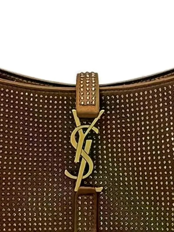 Saint Laurent Embellished Logo Shoulder Bag - Brown