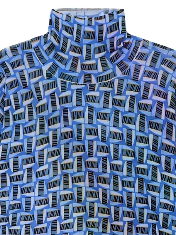 Malìparmi Patterned Roll-neck Top - Blue