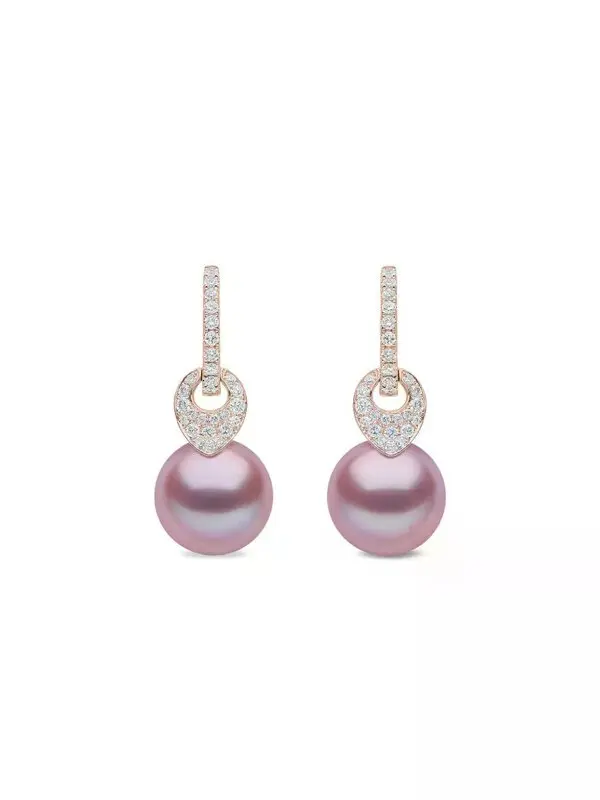 Yoko London 18k Rose Gold Jazz Pearl And Diamond Earrings - Pink