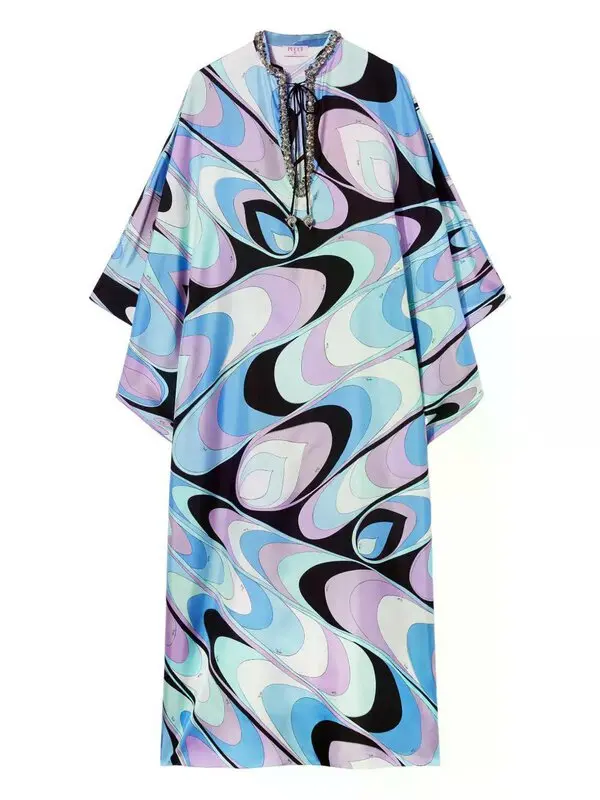 Emilio Pucci Onde-print Silk-twill Dress - Blue