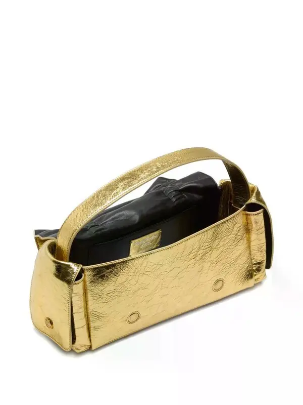 Acne Studios Leather Shoulder Bag With Drawstring Closure