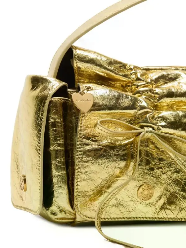 Acne Studios Leather Shoulder Bag With Drawstring Closure