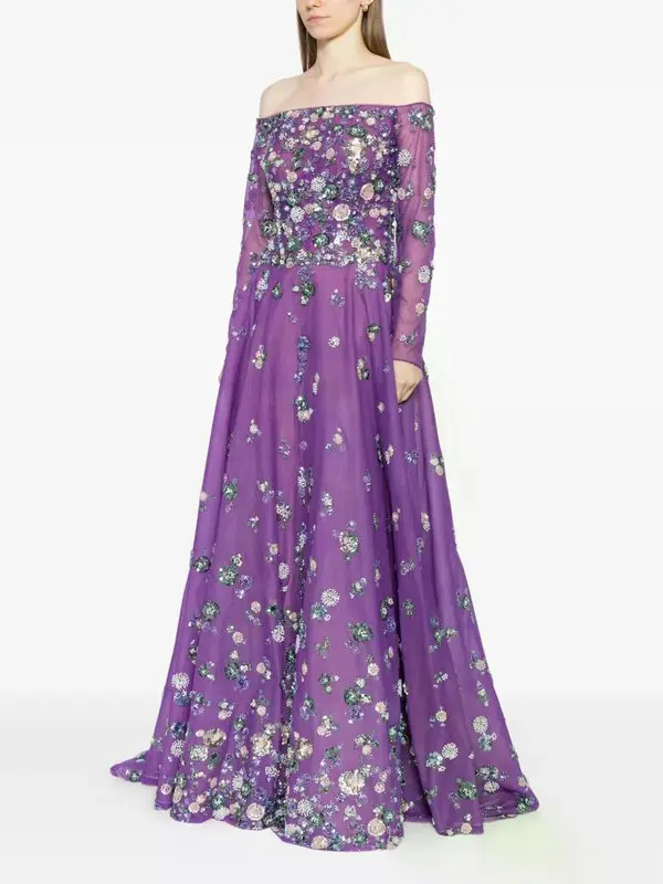 SAIID KOBEISY Beaded Tulle Gown