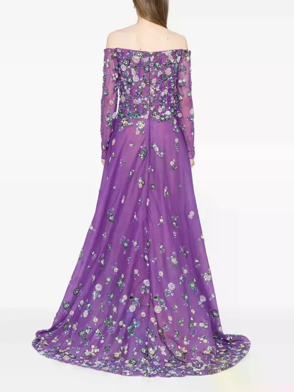 SAIID KOBEISY Beaded Tulle Gown