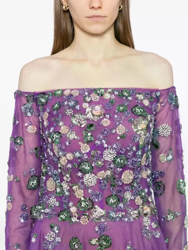 SAIID KOBEISY Beaded Tulle Gown