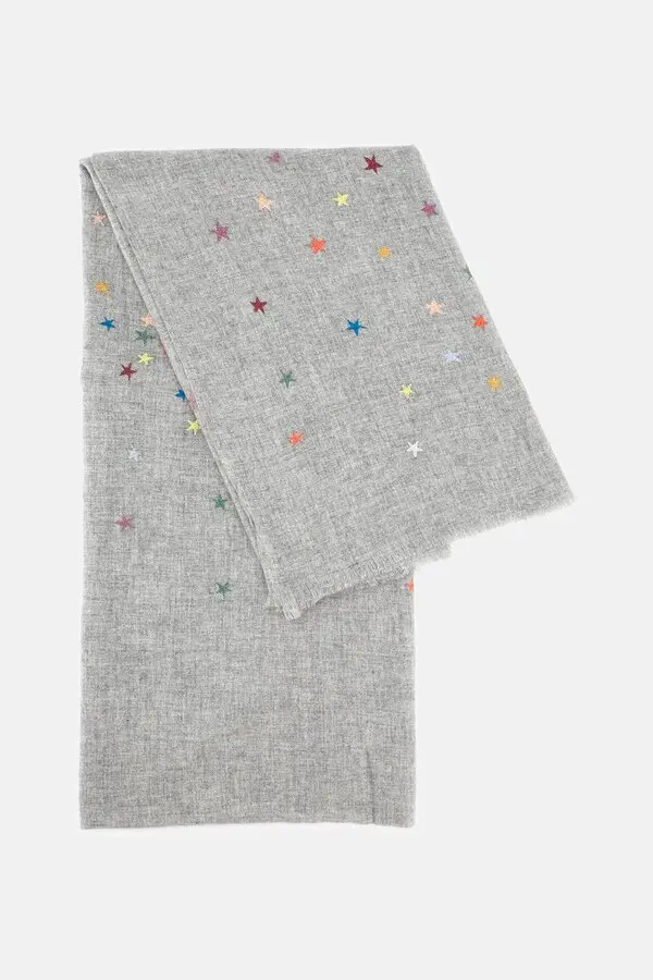 BENARAS BY CITRUS Embroidered Scarf - Grey