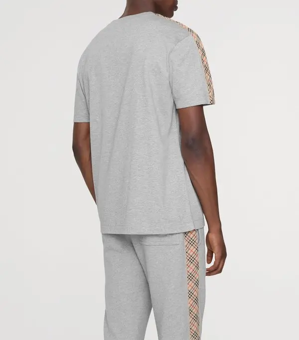 Burberry Cotton Check-trim Slim T-shirt - Grey