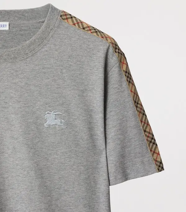 Burberry Cotton Check-trim Slim T-shirt - Grey