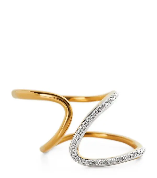 Monica Vinader Vermeil And Diamond Riva Open Wrap Ring - Gold