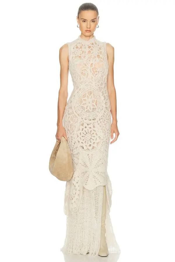 KAREN ARCANJO Anja Crochet Knit Dress - Cream