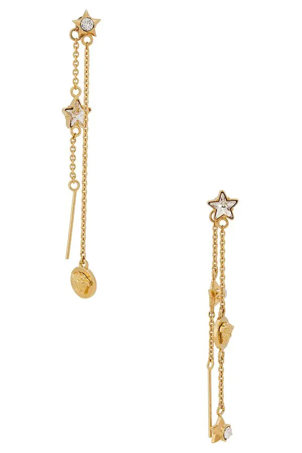 Versace Drop Earrings With Medusa Emblem - Versace Gold & Crystal