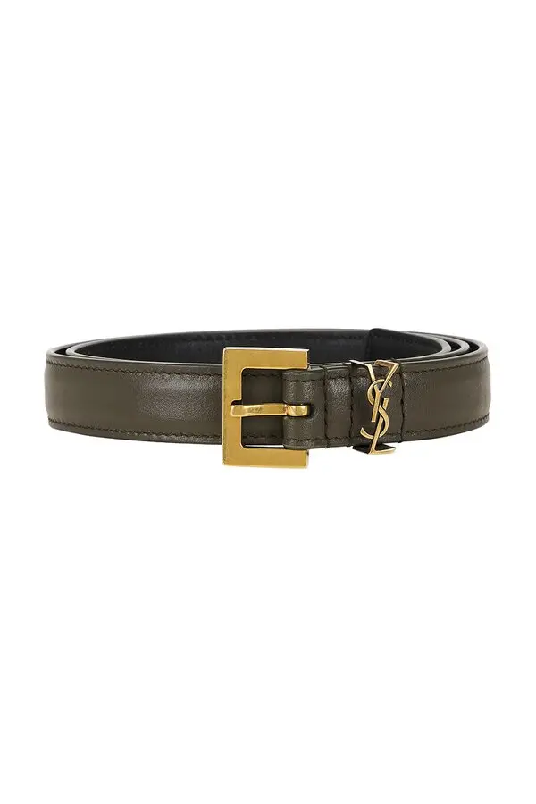 Saint Laurent Cassandre Belt - Artichocke Green