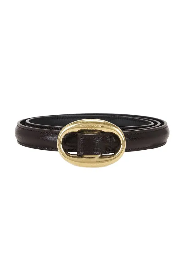 Saint Laurent Oval Buckle Thin Belt - Mountain Rock