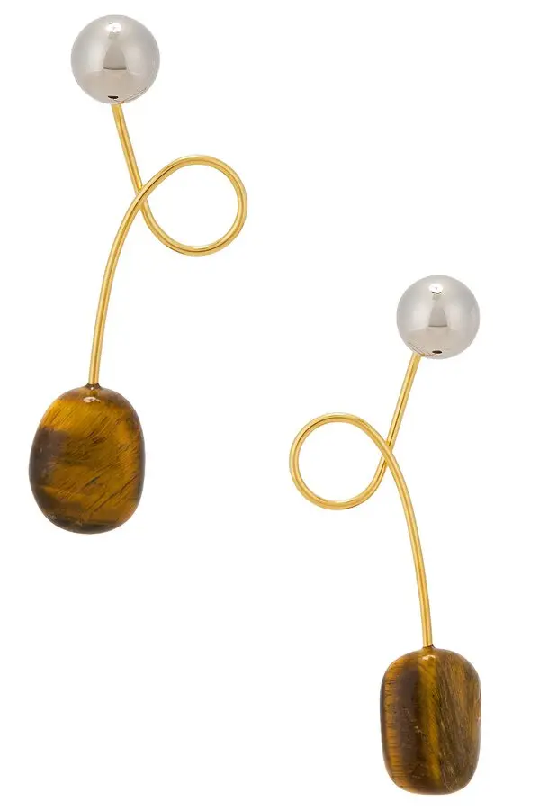 Dries Van Noten Ball Stud Earrings - Tiger-eye
