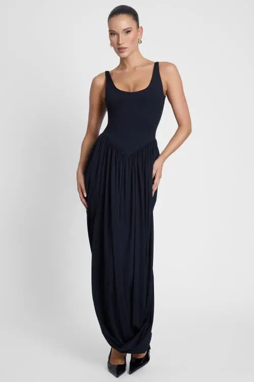 LEAU Dionysus Sculpt Drape Midi Dress