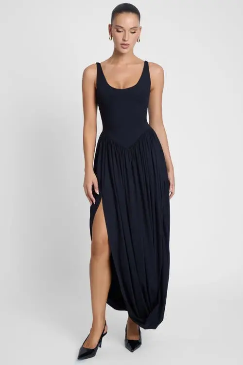 LEAU Dionysus Sculpt Drape Midi Dress