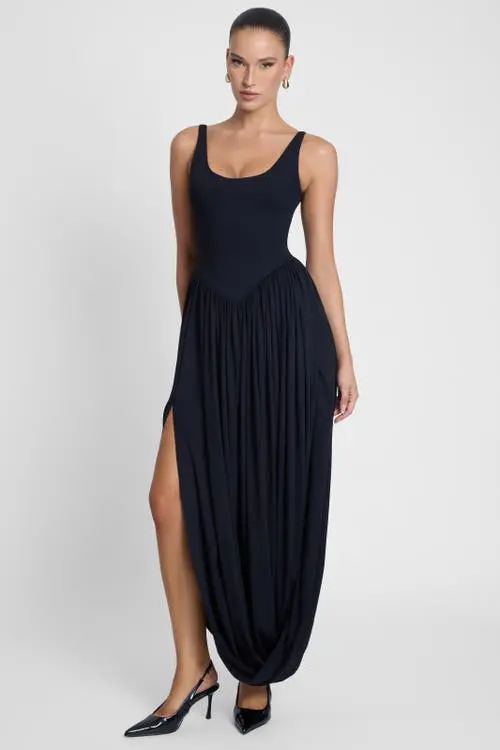 LEAU Dionysus Sculpt Drape Midi Dress