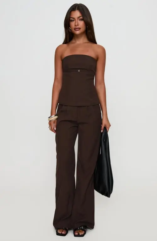 Princess Polly Strapless Top - Chocolate