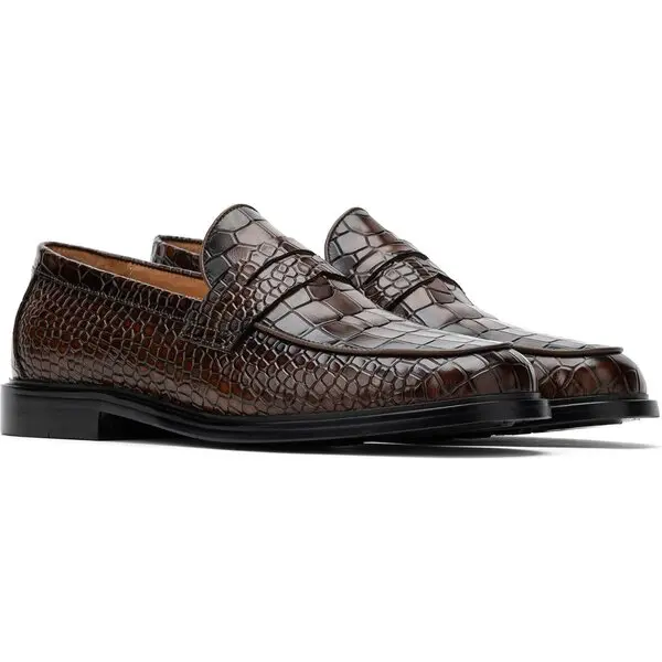 MARC NOLAN Calum Croc Embossed Penny Loafer