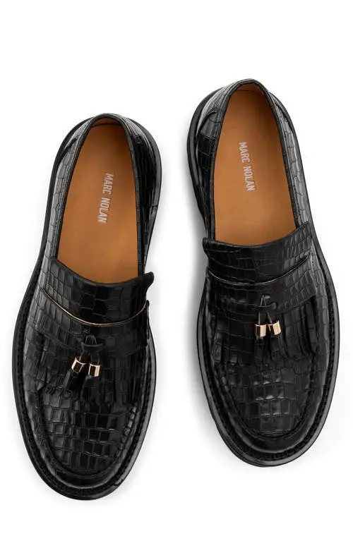 MARC NOLAN Journey Croc-embossed Tassel Loafer