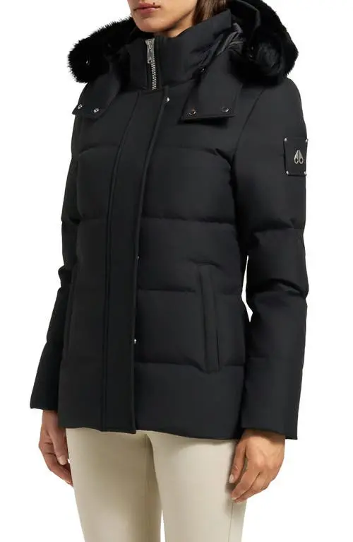 Moose Knuckles Cloud 800 Fill Power Down Puffer Jacket With Removable Genuine Shearling Trim