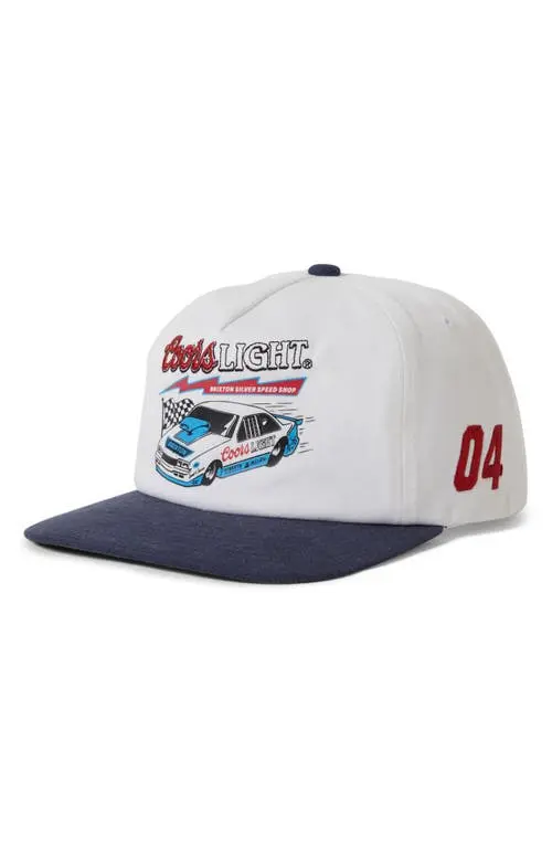 Brixton Coors Light Blower Netplus® Twill Snapback Baseball Cap - White/coors Navy