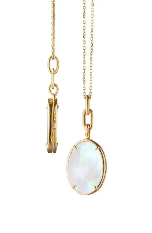 Monica Rich Kosann Travel Mother-of-pearl Locket Necklace - 18kyg And White Mop