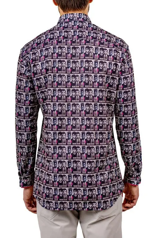 MACEOO Fibonacci Stretch Ascension 3321 Contemporary Fit Button-up Shirt - Black