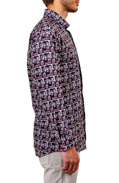 MACEOO Fibonacci Stretch Ascension 3321 Contemporary Fit Button-up Shirt - Black