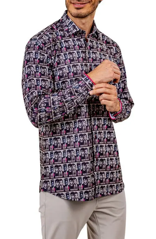 MACEOO Fibonacci Stretch Ascension 3321 Contemporary Fit Button-up Shirt - Black