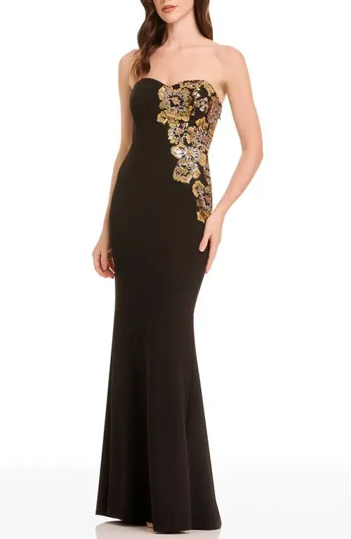 green emerald velvet dress Dress The Population Women's Josie Scoop-Neck Gown - Leopard main image 1