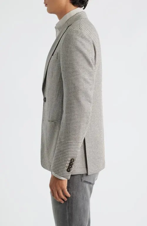 EMANUEL BERG Houndstooth Stretch Wool & Linen Blend Sport Coat