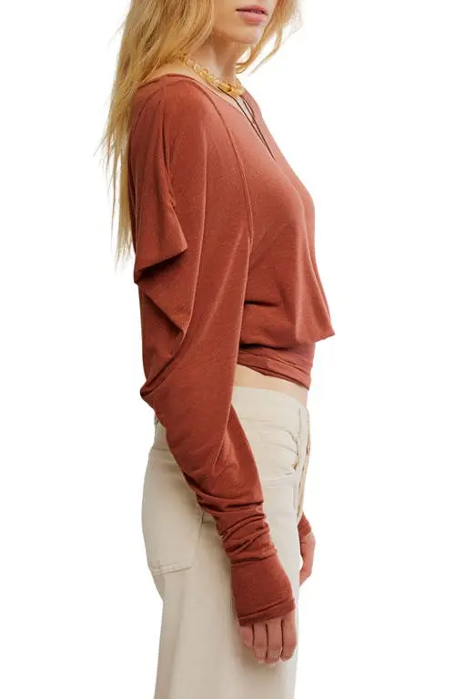 Free People Moxie Draped Jersey Top - Brick Wall