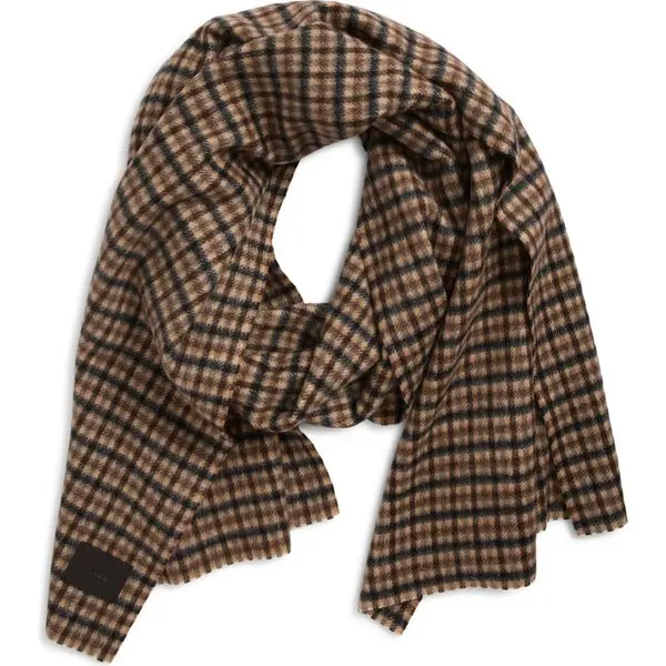 Vince Double Face Check Wool & Cashmere Scarf - Black Grape