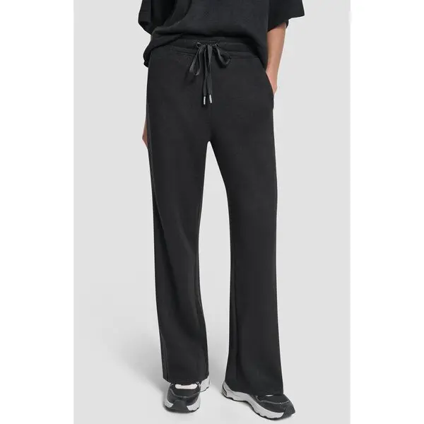 Dkny Mixed Media Knit Pants - Black/black