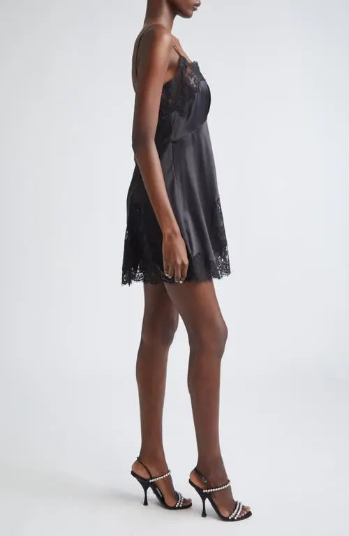 Dolce & Gabbana Lace Trim Stretch Satin Minidress