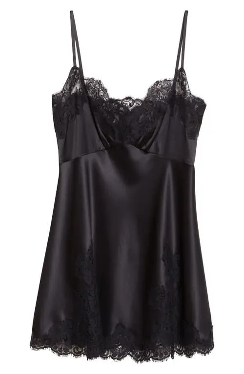 Dolce & Gabbana Lace Trim Stretch Satin Minidress